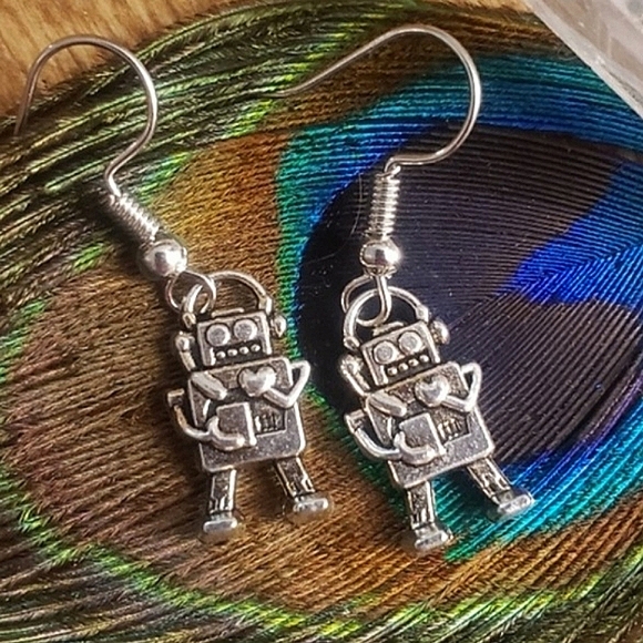TINYdreamer Design | Jewelry | Silver Robot Earrings Sci Fi Science ...